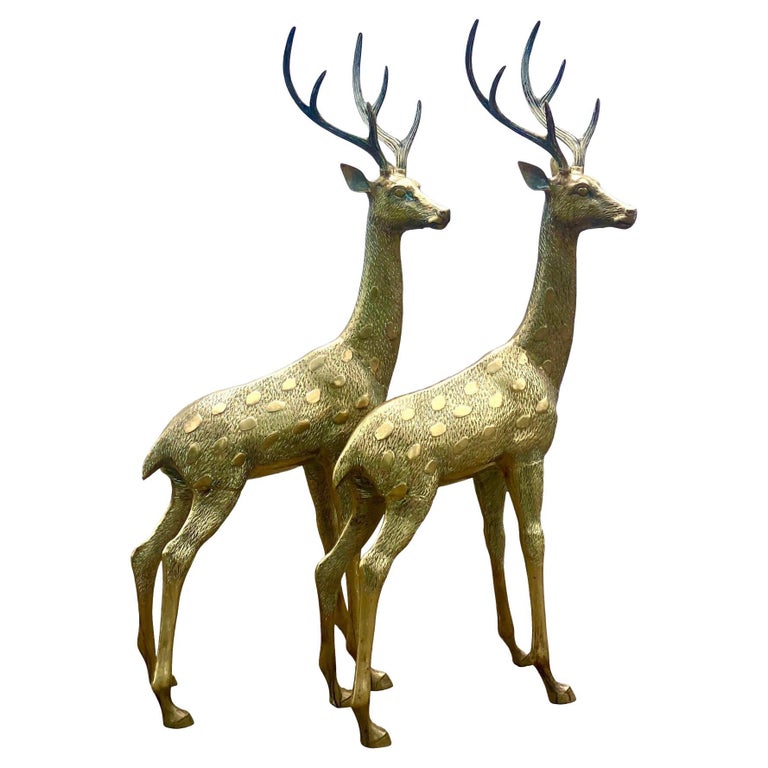Vintage Regency Brass Deer, a Pair For Sale at 1stDibs