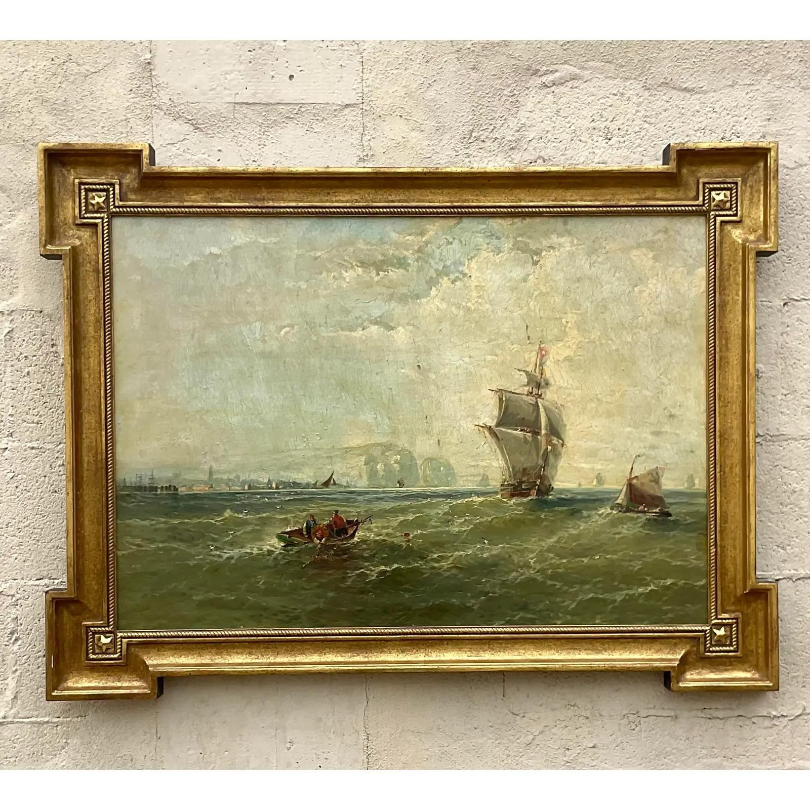 Vintage Regency British Maritime Original Oil Painting at 1stDibs