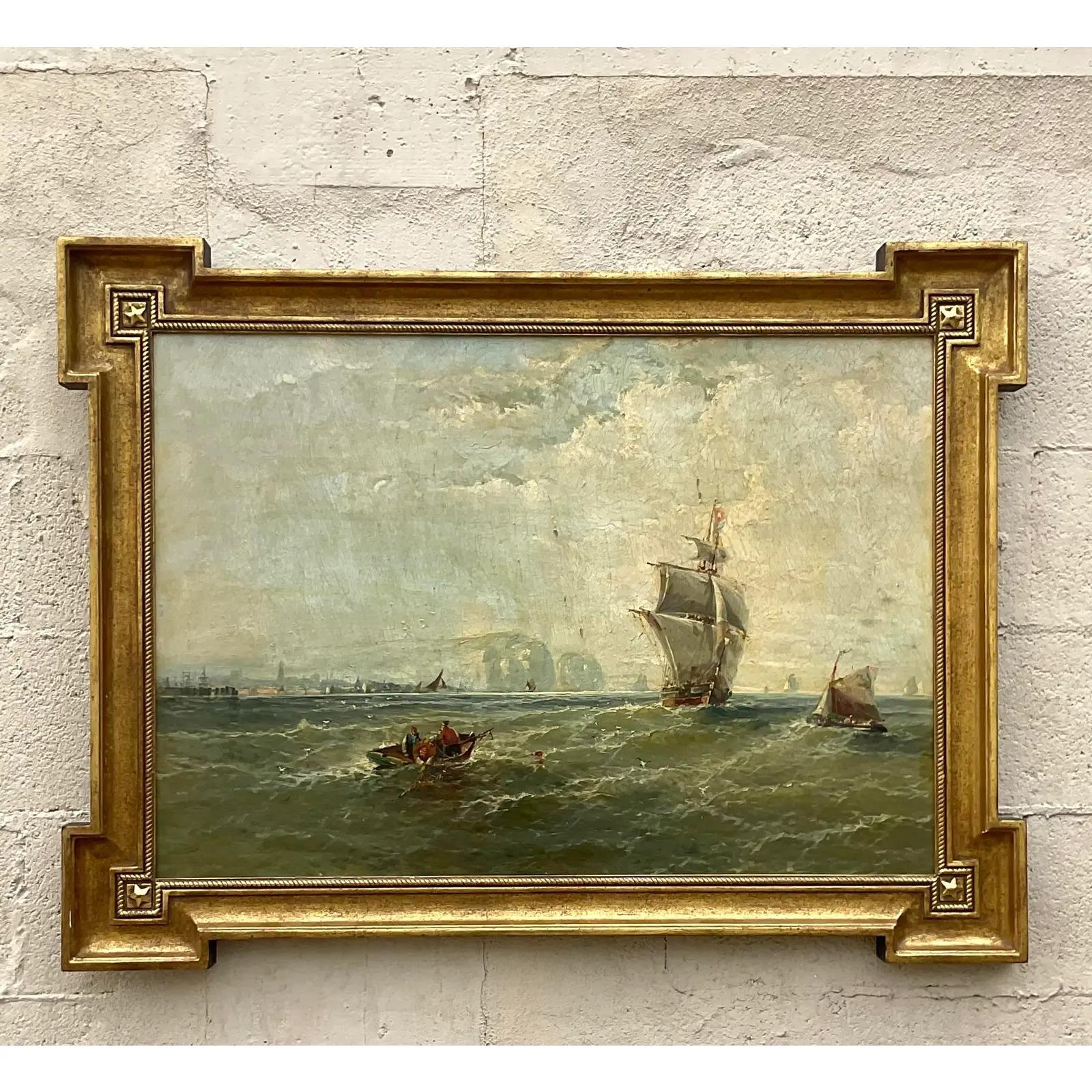 Vintage Regency British Maritime Original Oil Painting at 1stDibs