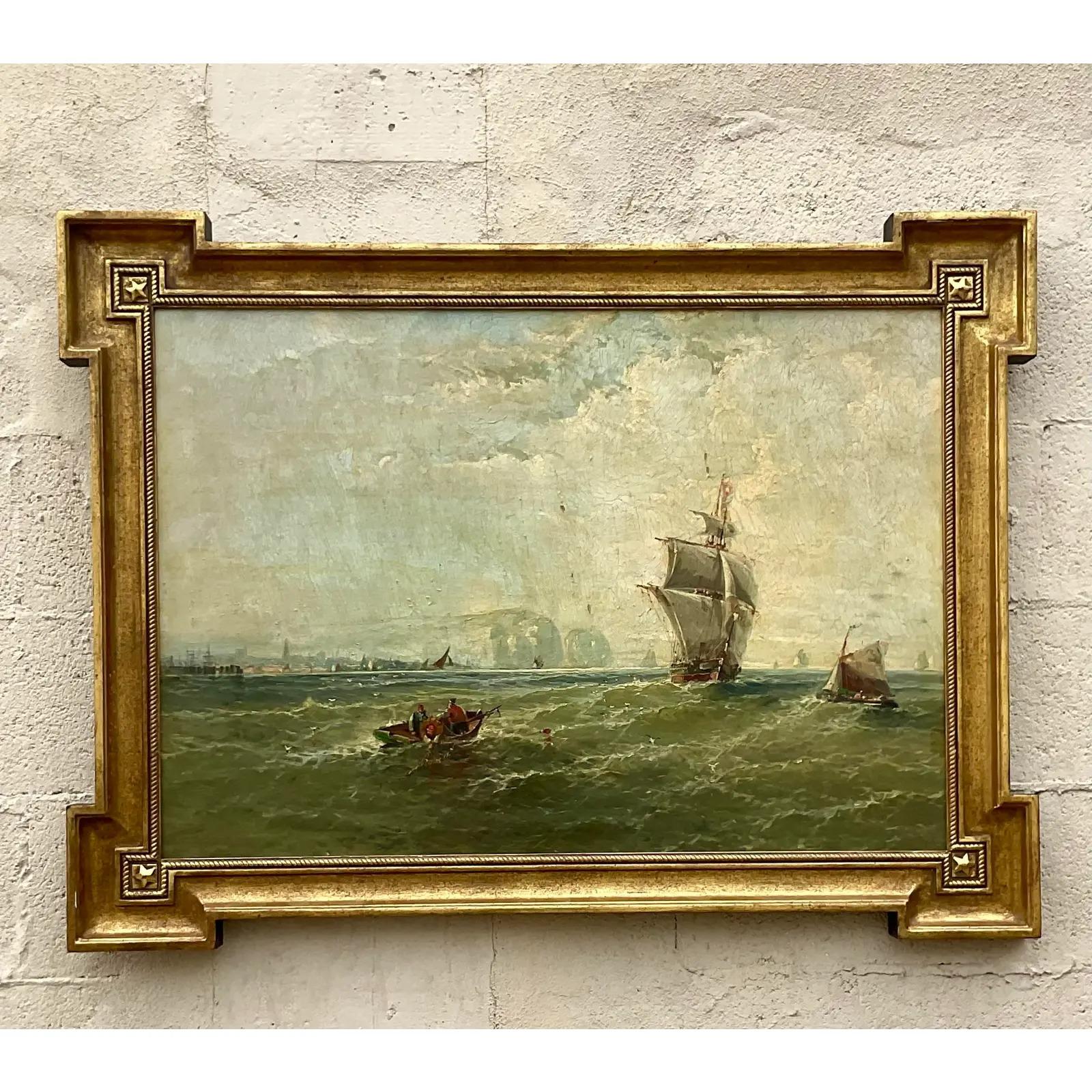 Vintage Regency British Maritime Original Oil Painting at 1stDibs