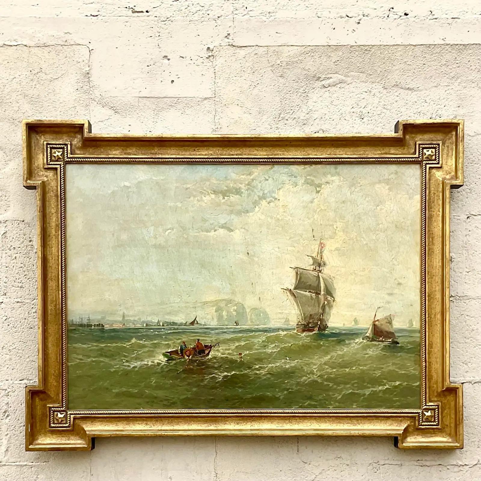 Vintage Regency British Maritime Original Oil Painting at 1stDibs