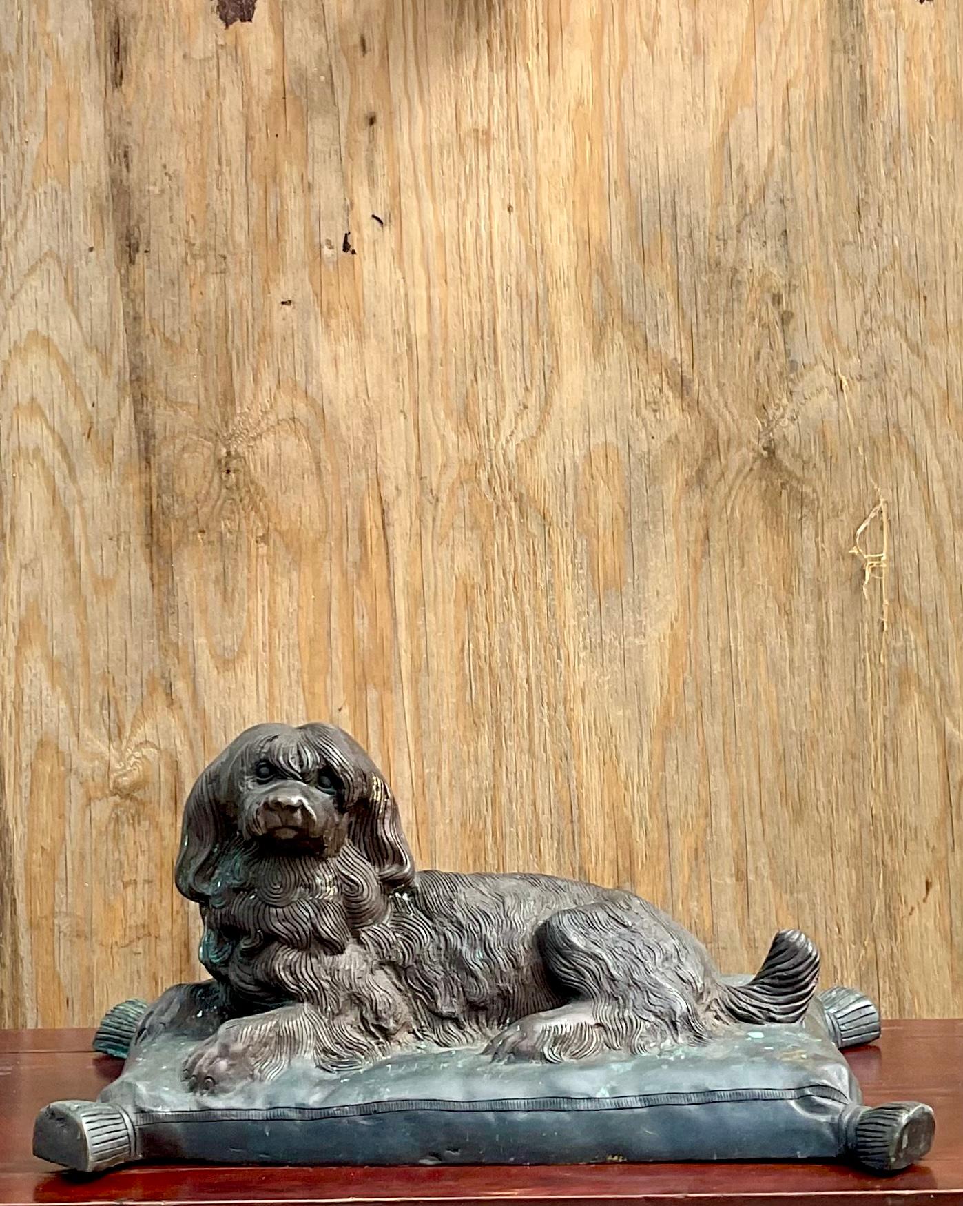 Vintage Regency Bronze Lhasa Apso Signed Bayre For Sale at 1stDibs ...