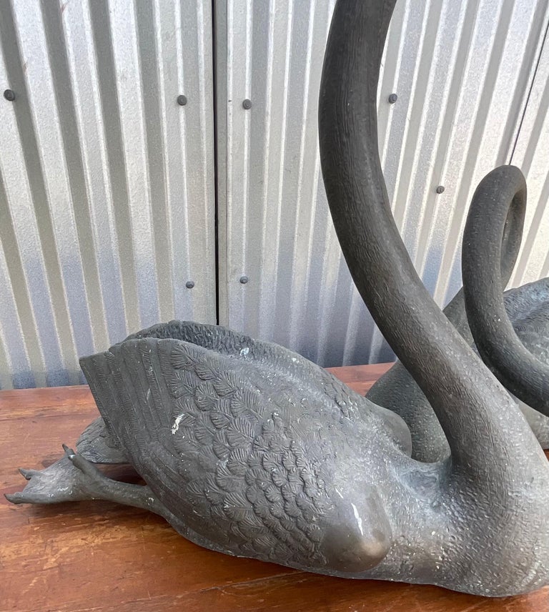 Vintage Regency Bronze Swans, a Pair For Sale at 1stDibs