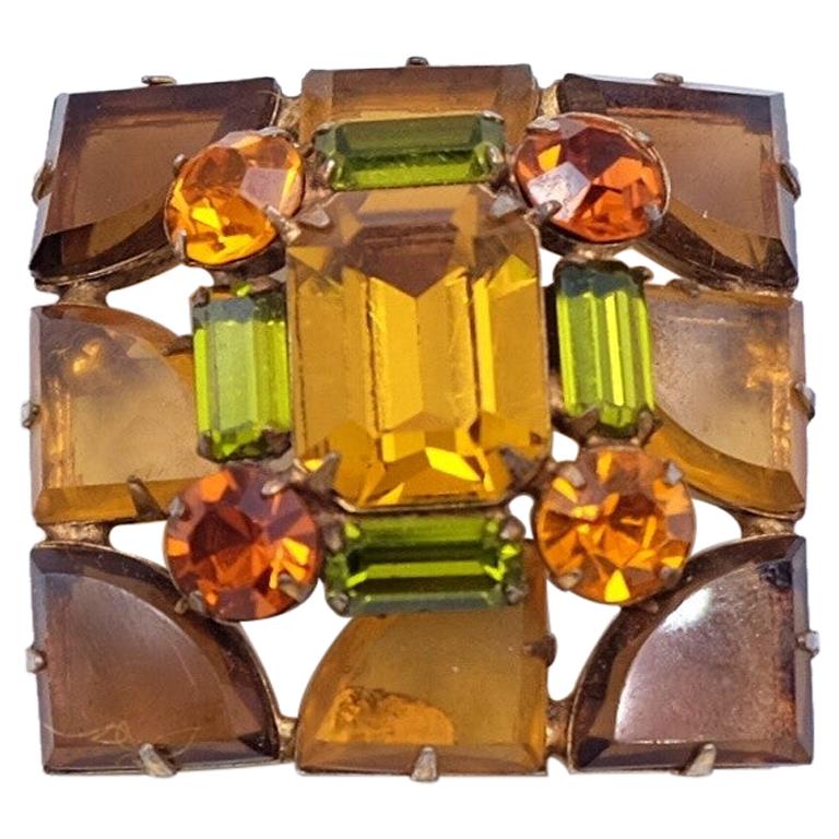 Vintage Regency Brown Square brooch 1950's at 1stDibs