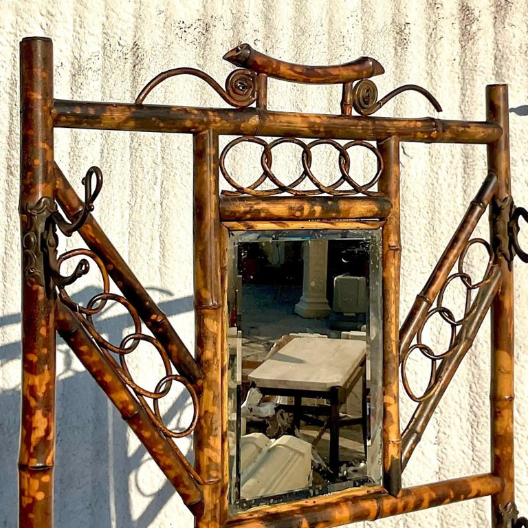 Vintage Regency Burnt Bamboo Hall Tree For Sale at 1stDibs