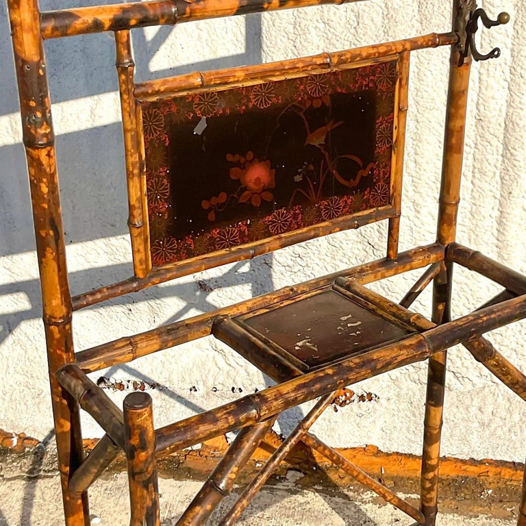 Vintage Regency Burnt Bamboo Hall Tree For Sale at 1stDibs