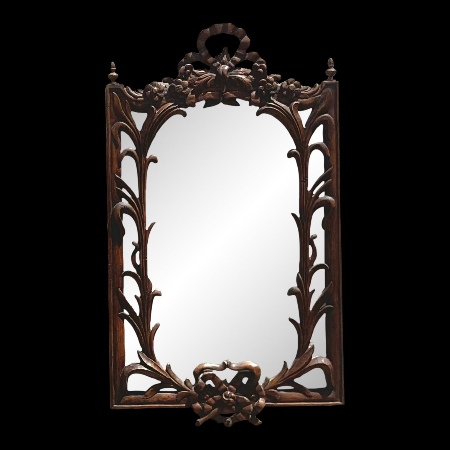 Vintage Regency Carved Bow and Lily Mirror For Sale at 1stDibs