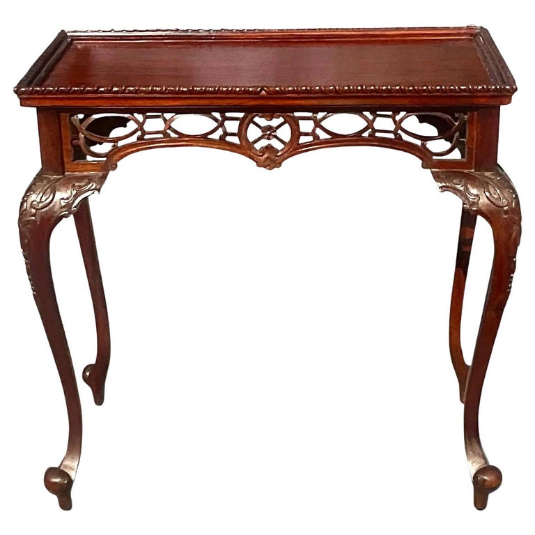 Vintage Regency Carved Fretwork Tea Table For Sale at 1stDibs