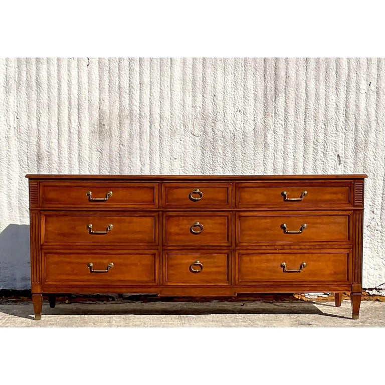 Vintage Regency Carved Kindel Long Dresser For Sale at 1stDibs