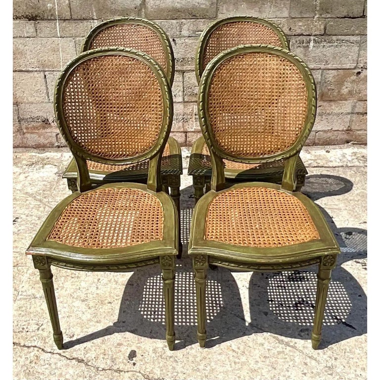 Vintage Regency Carved Medallion Dining Chairs, Set of 4 at 1stDibs