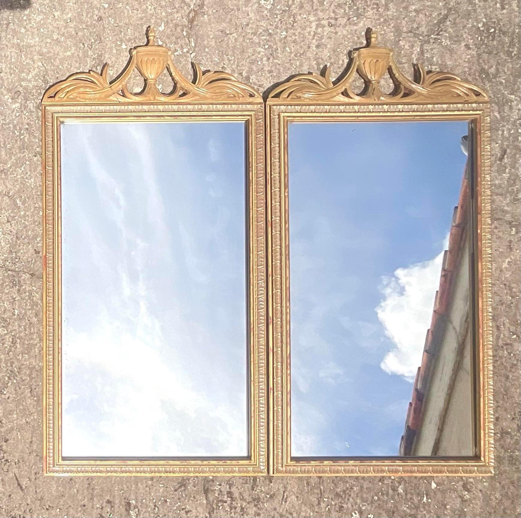 Vintage Regency Carved Urn Mirrors - a Pair For Sale at 1stDibs