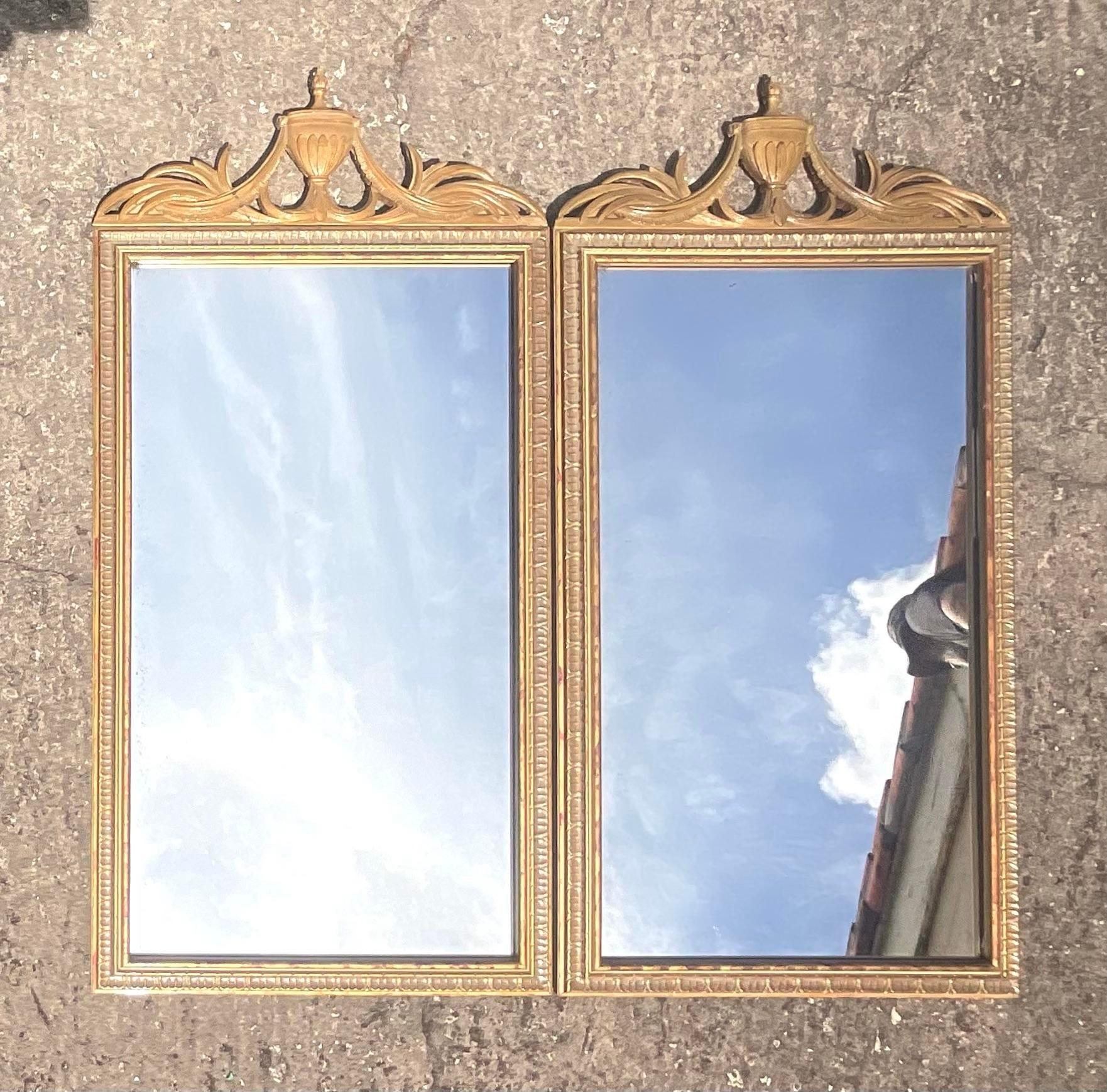 Vintage Regency Carved Urn Mirrors - a Pair For Sale at 1stDibs