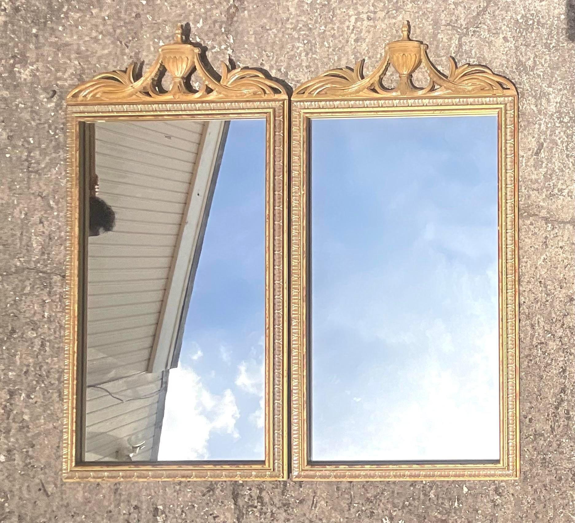 Vintage Regency Carved Urn Mirrors - a Pair For Sale at 1stDibs