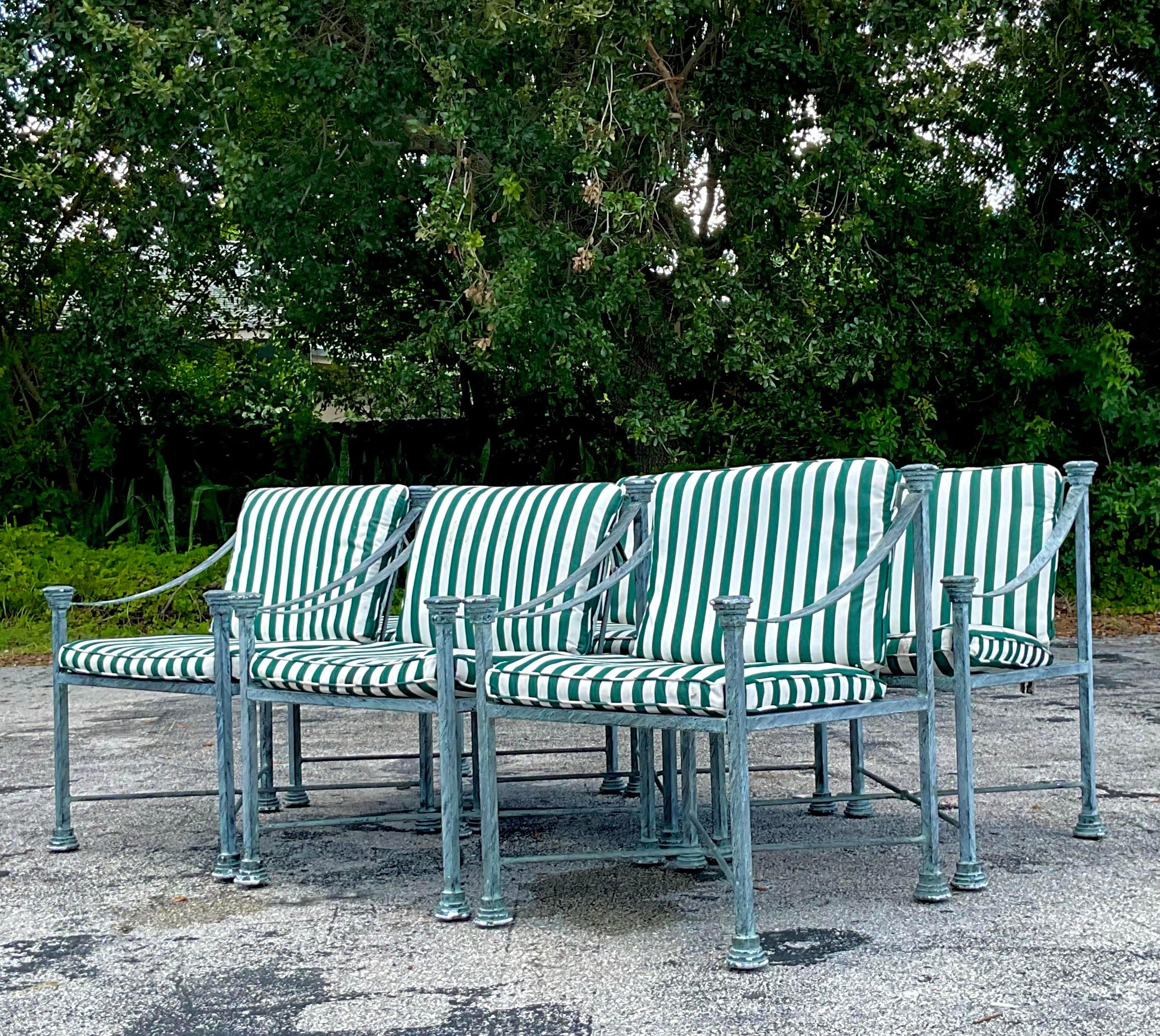 Vintage Regency Cast Aluminum Outdoor Dining Chairs After Pavillion ...
