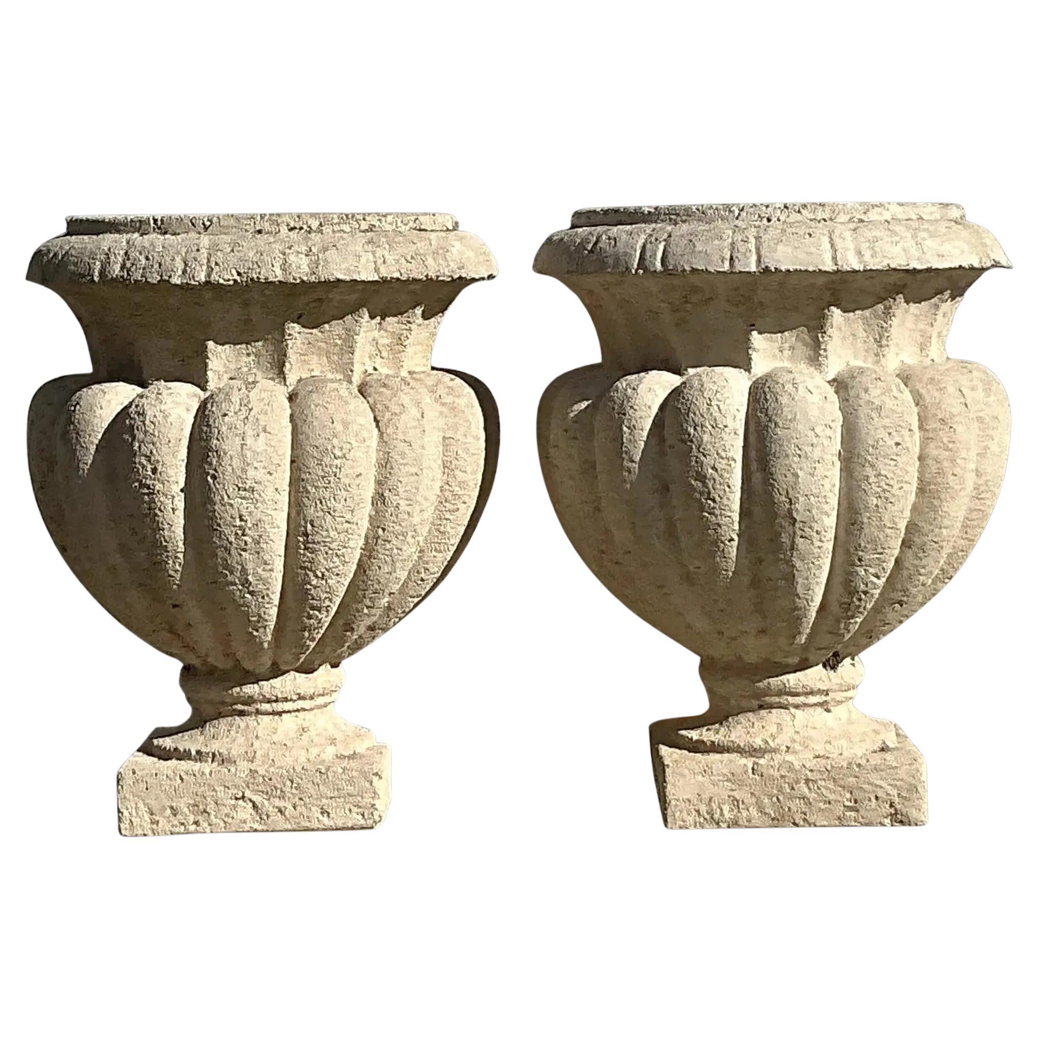 Antique Pair of Concrete Urns For Sale at 1stDibs | concrete urns for ...