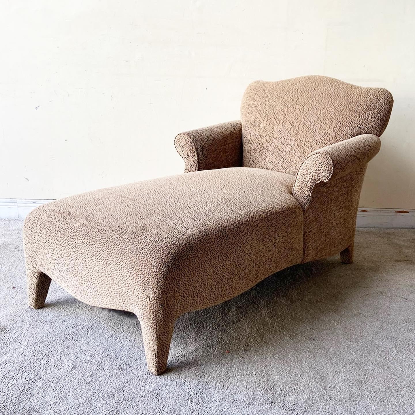 Vintage Regency Chic Leopard Fabric Chaise For Sale at 1stDibs