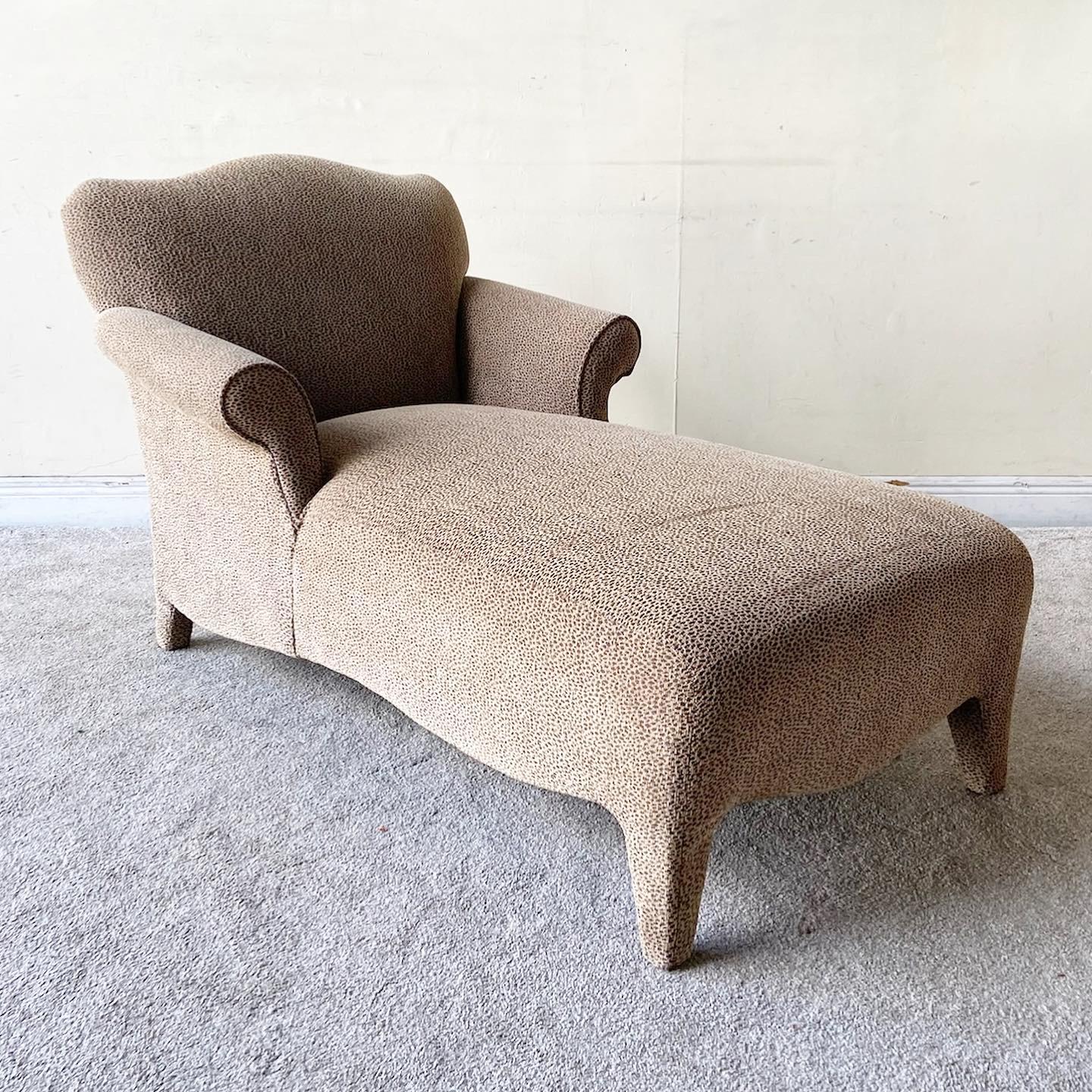 Vintage Regency Chic Leopard Fabric Chaise For Sale at 1stDibs