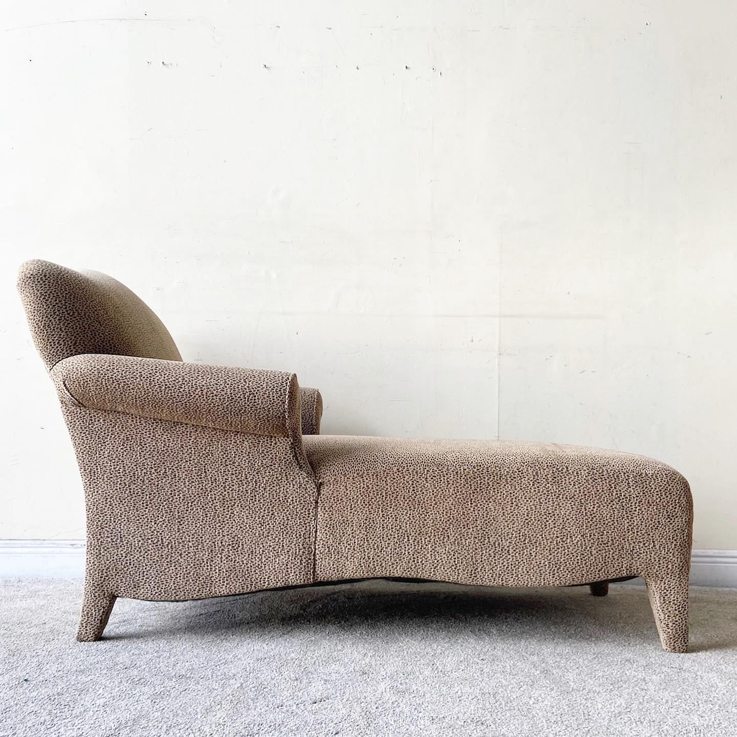 Vintage Regency Chic Leopard Fabric Chaise For Sale at 1stDibs