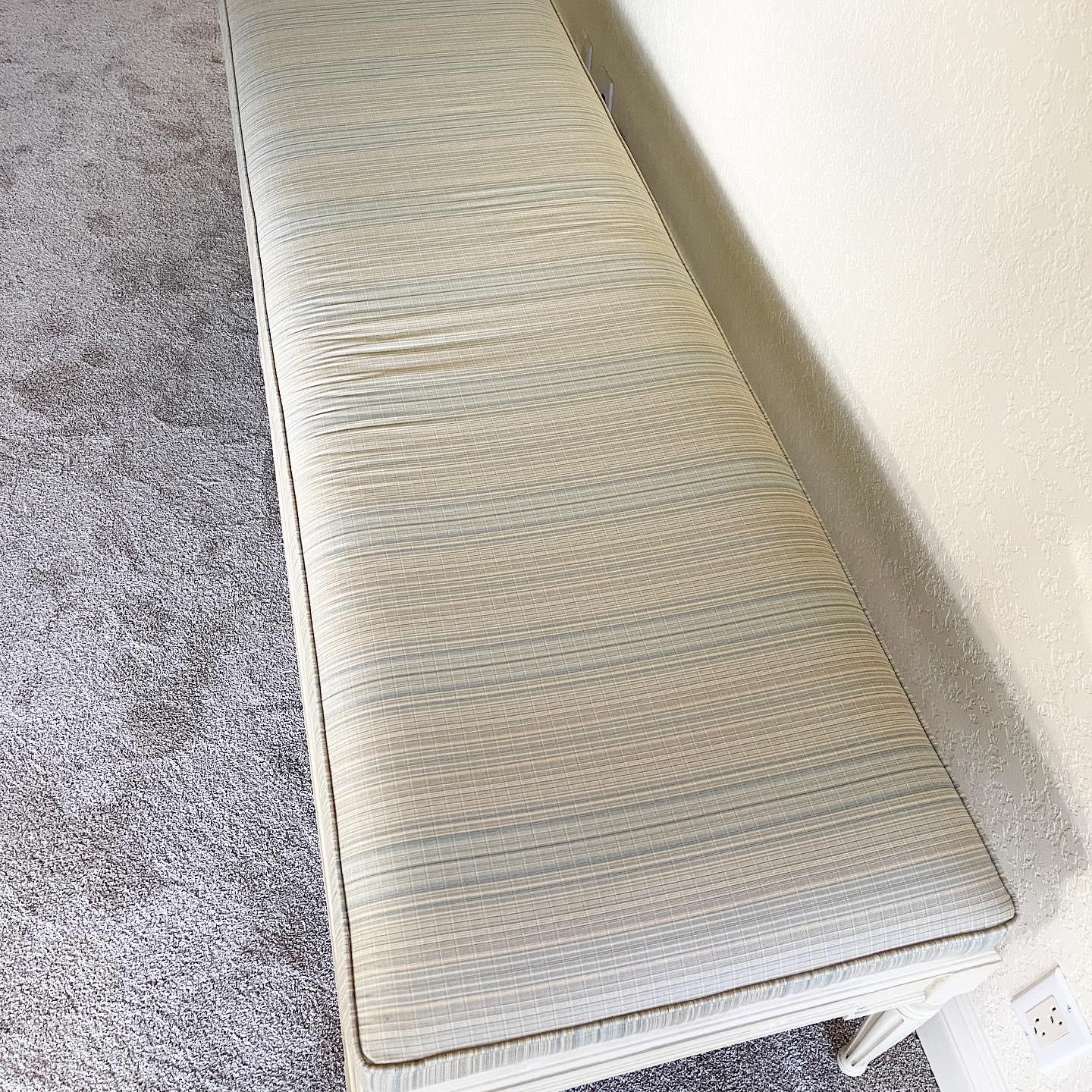 Vintage Regency Cream Wooden Bench For Sale at 1stDibs