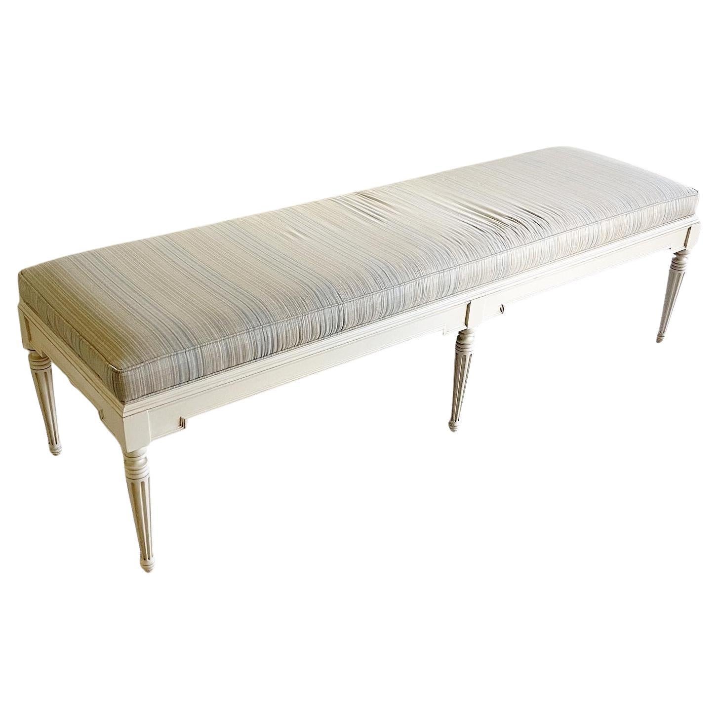 Vintage Regency Cream Wooden Bench For Sale at 1stDibs