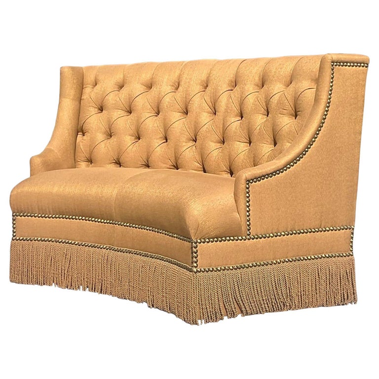 Vintage Regency Custom Tufted Curved Bench For Sale at 1stDibs