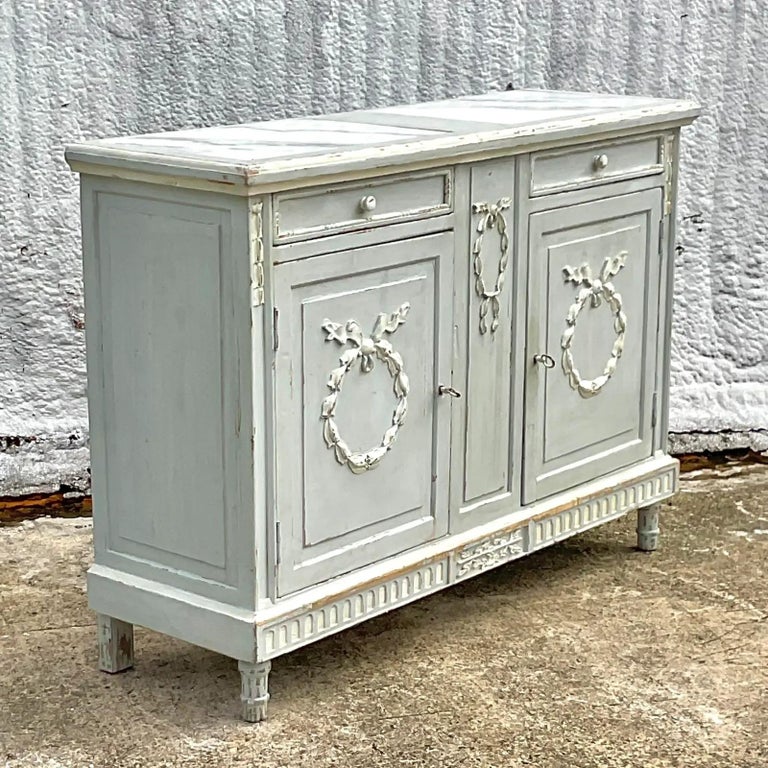 Vintage Regency Distressed French Sideboard For Sale at 1stDibs