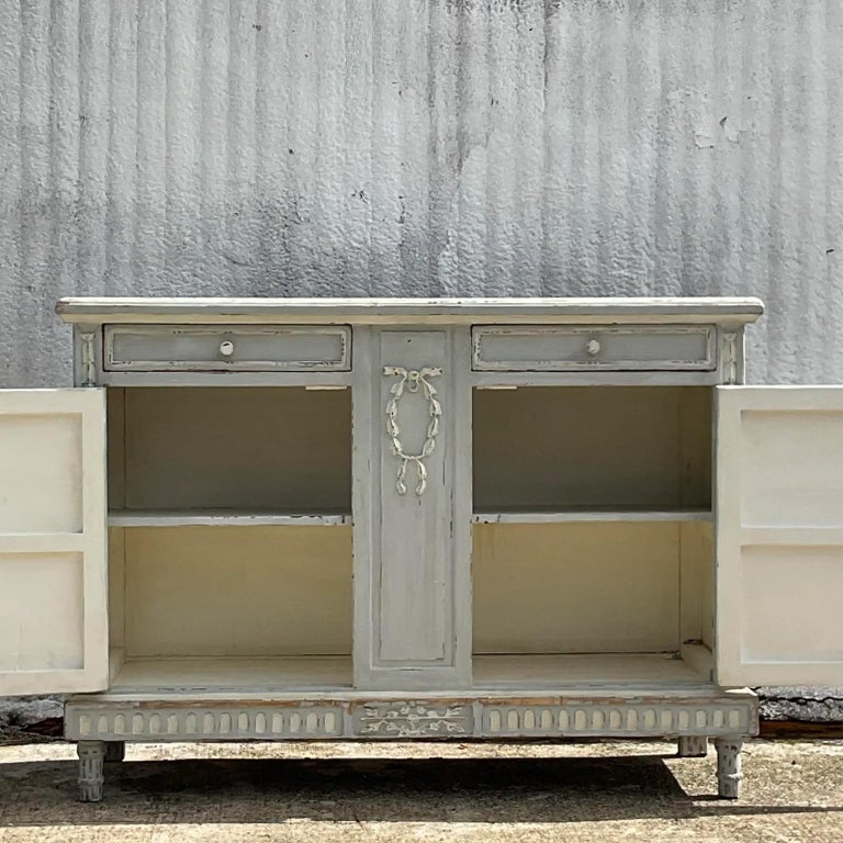 Vintage Regency Distressed French Sideboard For Sale at 1stDibs