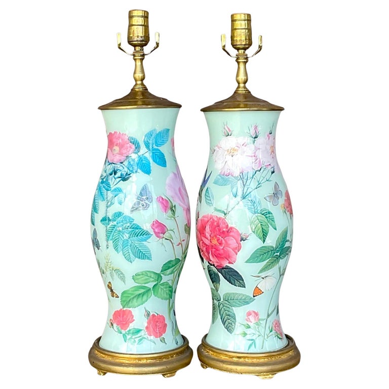 Vintage Regency Eglomise Lamps - a Pair For Sale at 1stDibs