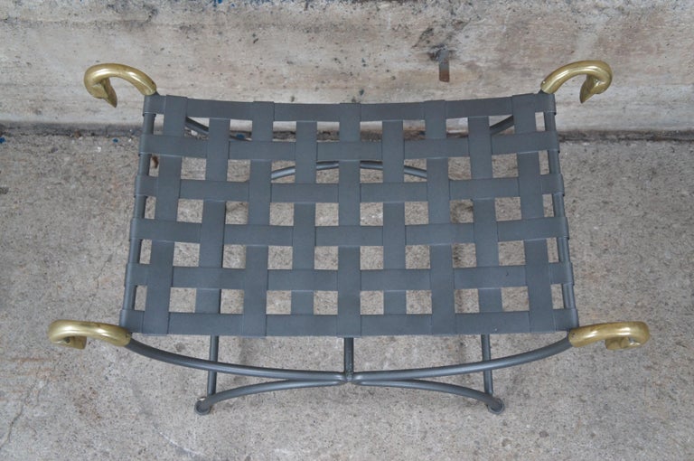 Vintage Regency Empire Style Curule Iron Figural Swan Bench After ...