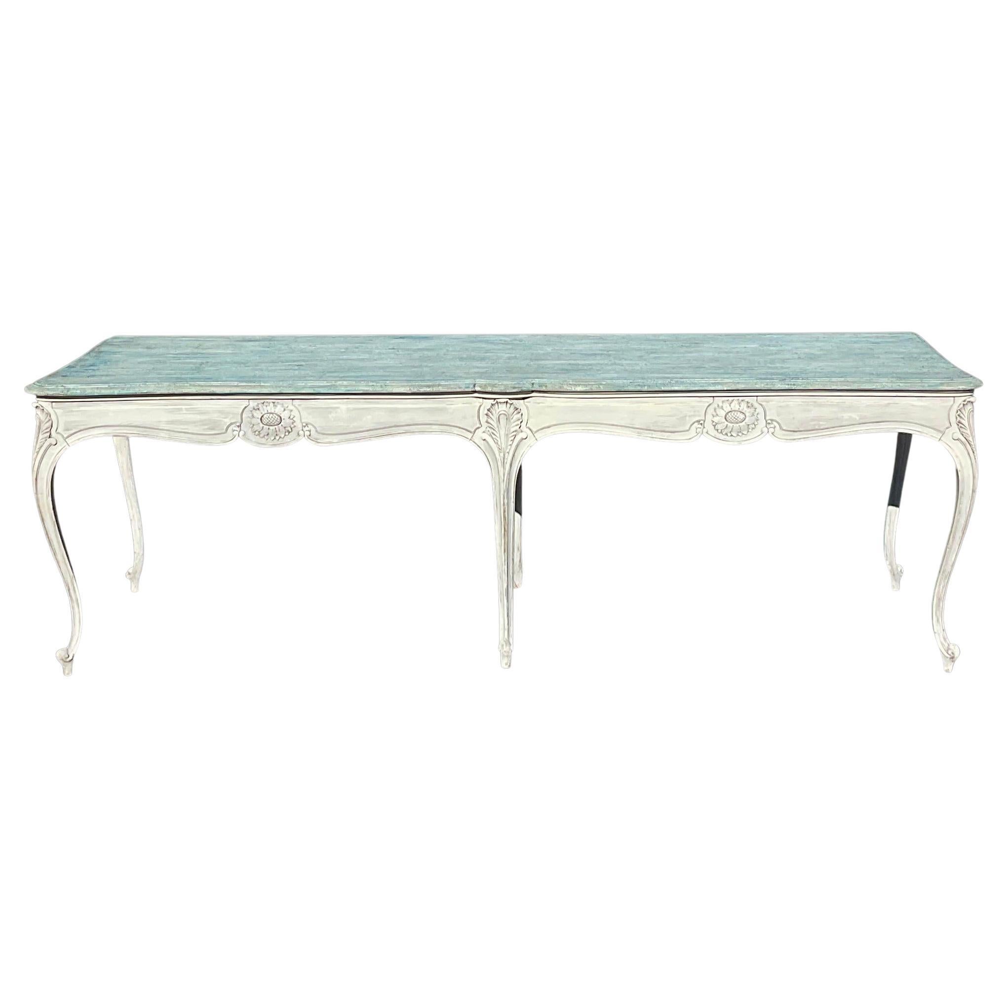 Faux Paint Decorated Marble Finished Regency Mahogany Console Table at ...