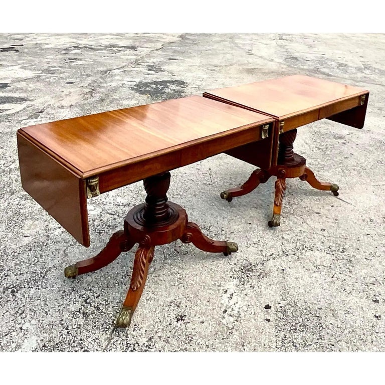 Vintage Regency Flame Mahogany Drop Leaf Side Table For Sale at 1stDibs