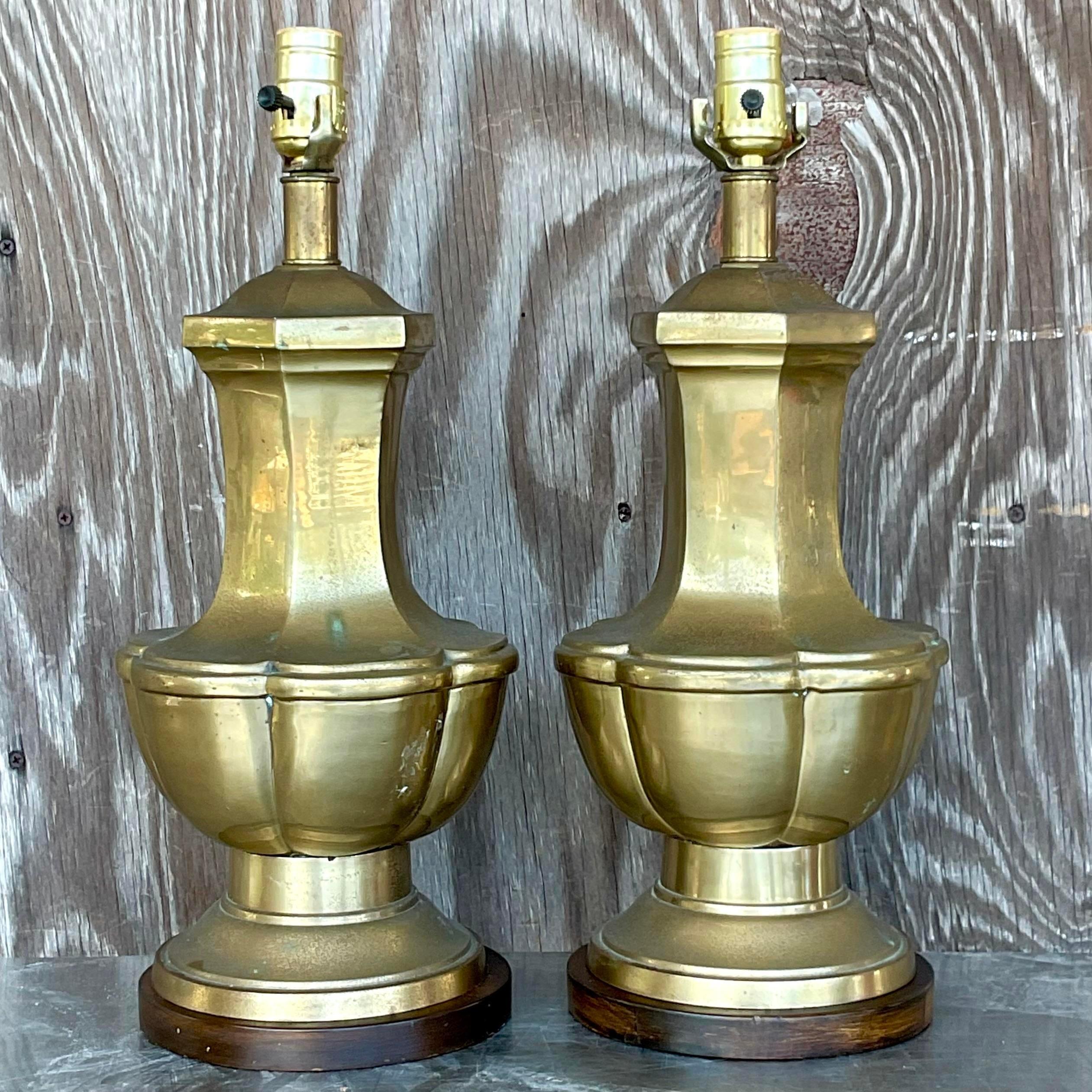Vintage Regency Frederick Cooper Brass Lamps - a Pair For Sale at 1stDibs