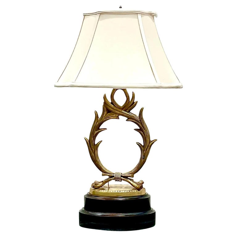 Vintage Regency Frederick Cooper Brass Laurel Wreath Lamp at 1stDibs