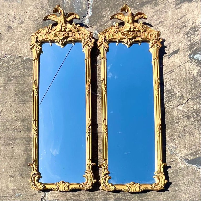 Vintage Regency Gilt Phoenix Mirror, Pair For Sale at 1stDibs