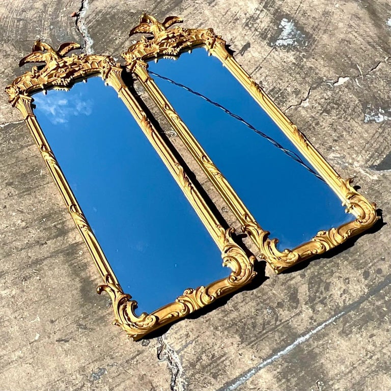 Vintage Regency Gilt Phoenix Mirror, Pair For Sale at 1stDibs