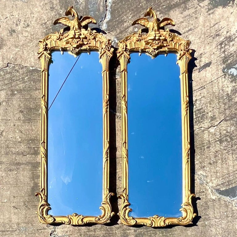 Vintage Regency Gilt Phoenix Mirror, Pair For Sale at 1stDibs