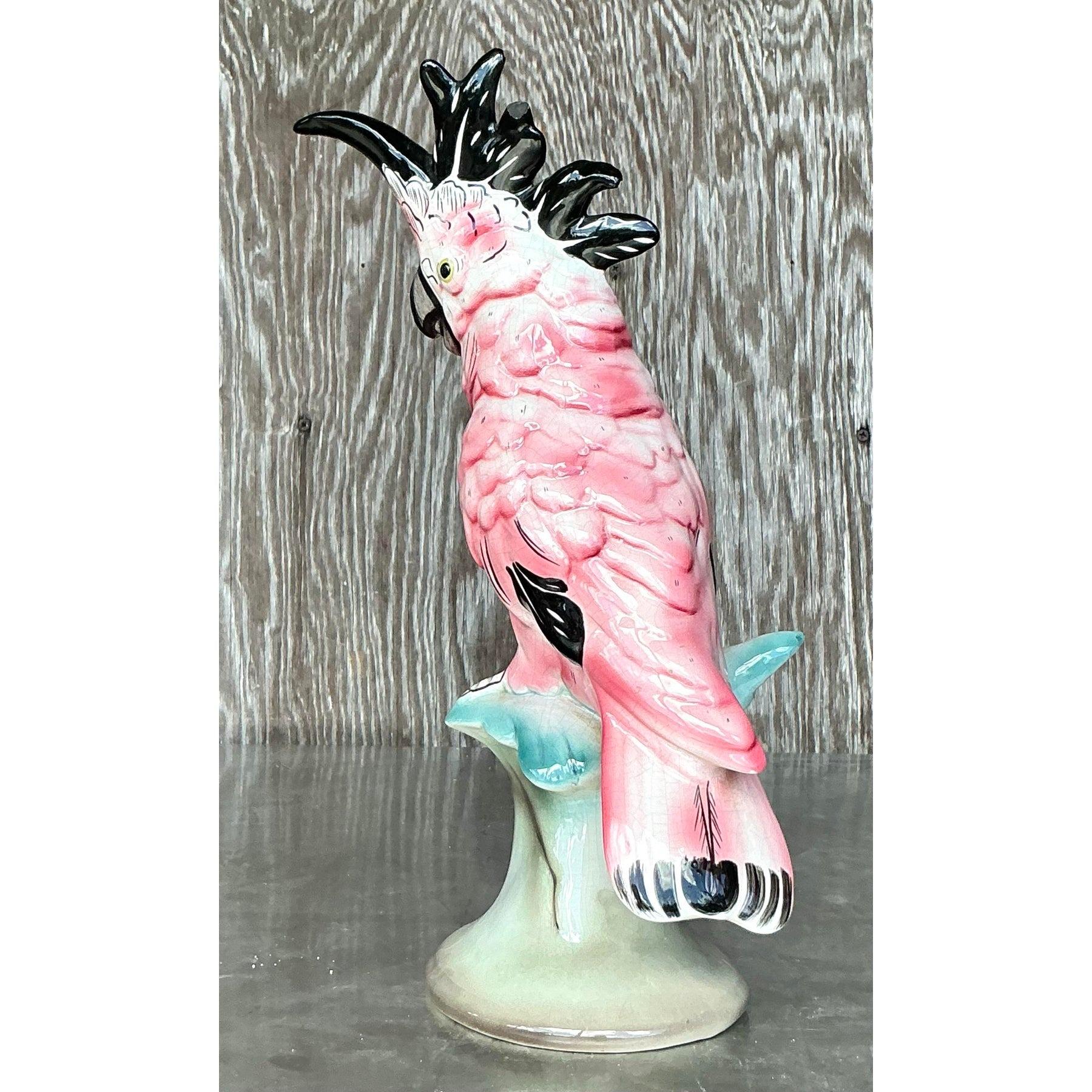 Vintage Regency Glazed Ceramic Cockatoo at 1stDibs