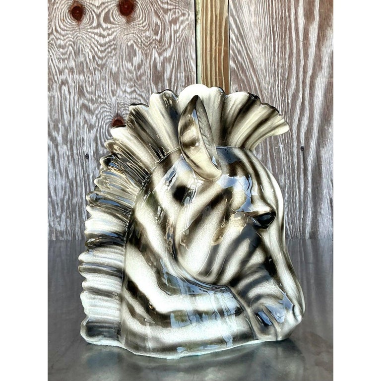 zebra head vase