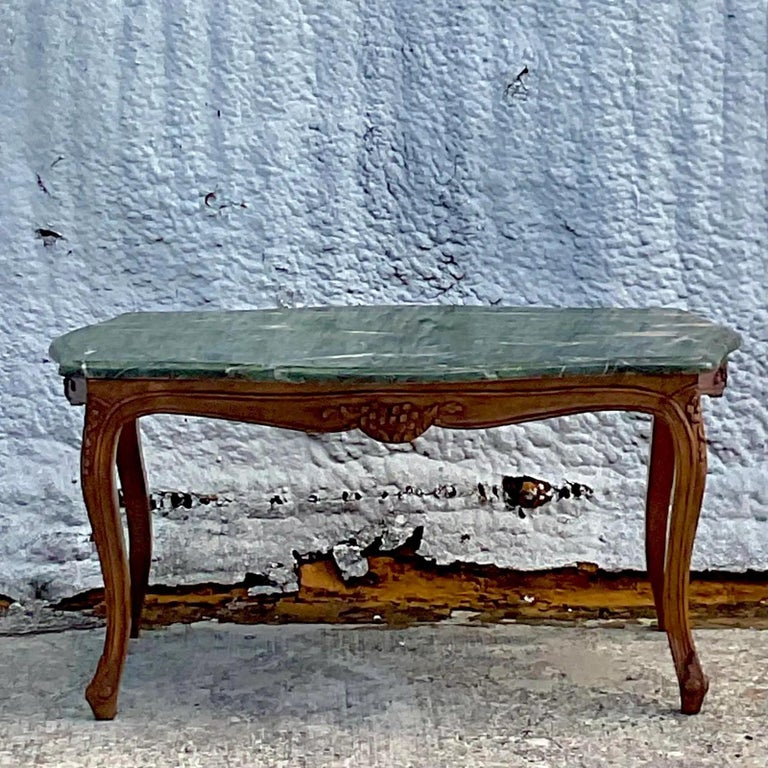 Vintage Regency Green Marble Top Coffee Table For Sale at 1stDibs