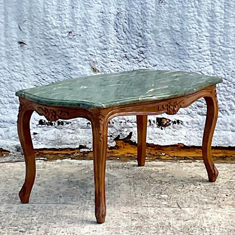 Vintage Regency Green Marble Top Coffee Table For Sale at 1stDibs
