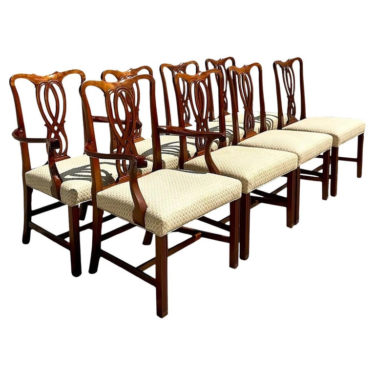 Vintage Regency Hand Carved Dining Chairs, Set of 8 For Sale at 1stDibs