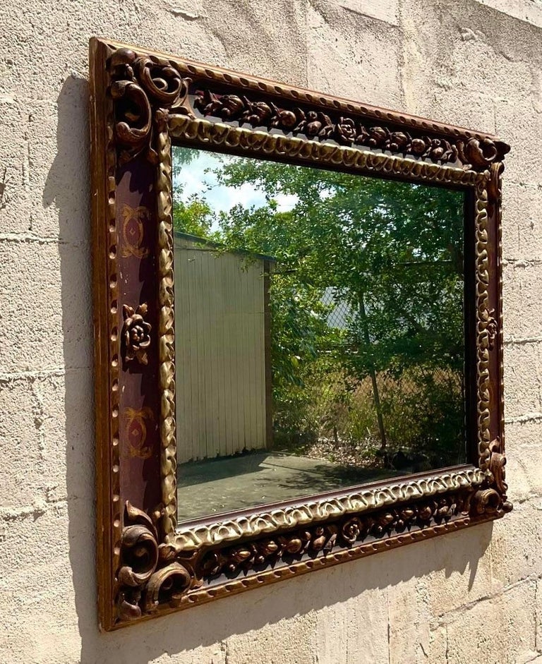 Vintage Regency Hand Painted Gilt Mirror For Sale at 1stDibs