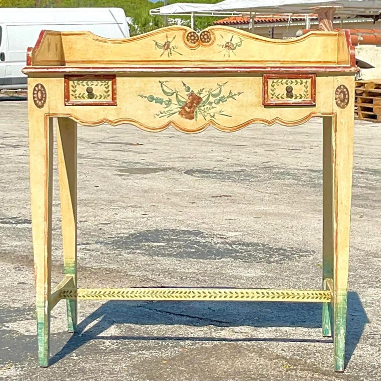Vintage Regency Hand Painted Gladiator Writing Desk For Sale at 1stDibs