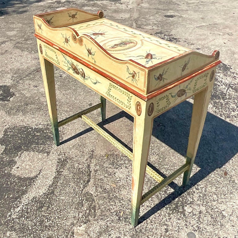 Vintage Regency Hand Painted Gladiator Writing Desk For Sale at 1stDibs