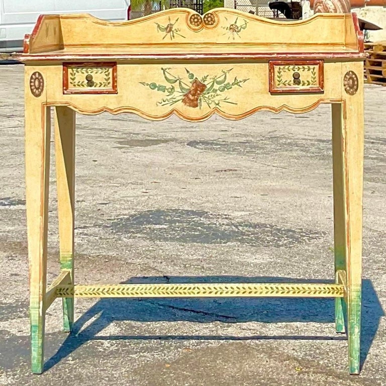 Vintage Regency Hand Painted Gladiator Writing Desk For Sale at 1stDibs