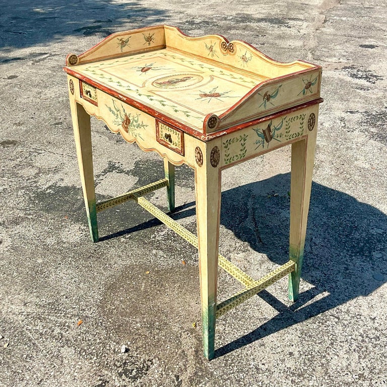 Vintage Regency Hand Painted Gladiator Writing Desk For Sale at 1stDibs