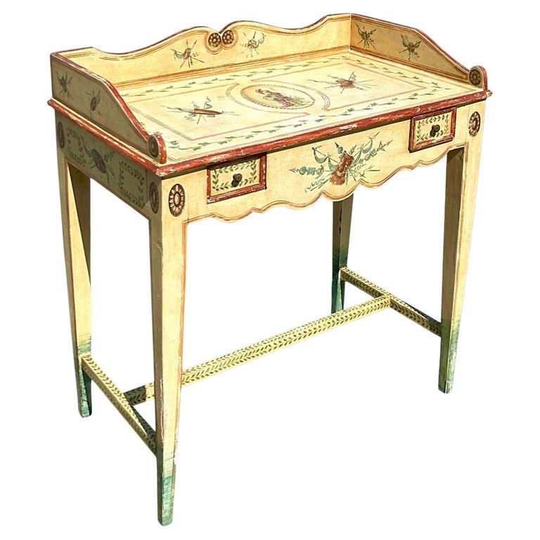 Vintage Regency Hand Painted Gladiator Writing Desk For Sale at 1stDibs