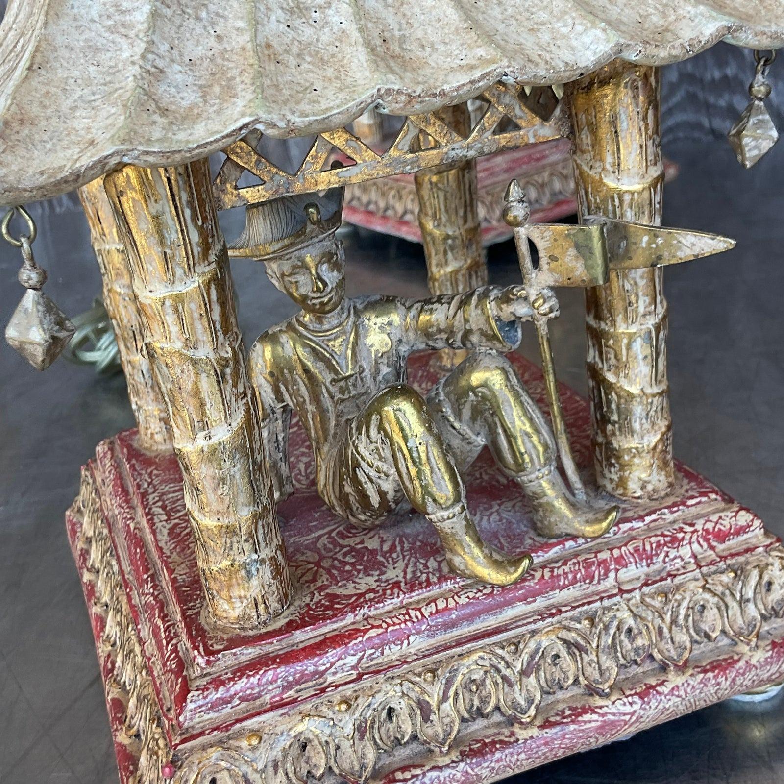 Vintage Regency Hand Painted Pagoda Lamps - a Pair For Sale at 1stDibs