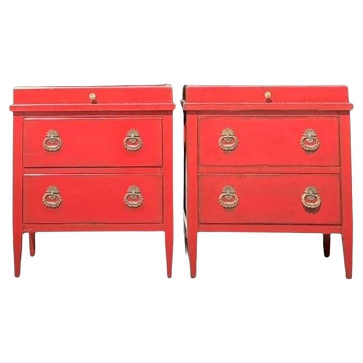 Vintage Regency Hand Painted Vanity Chests - a Pair For Sale at 1stDibs