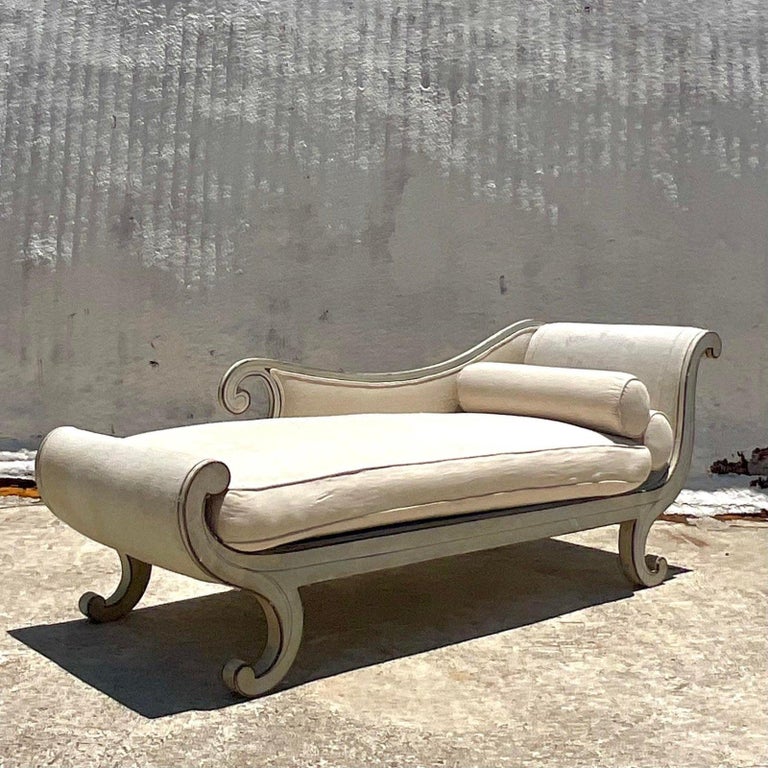 Vintage Regency Italian Patina “Contessa” Chaise For Sale at 1stDibs